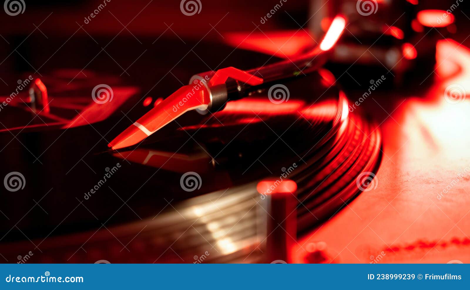 A Working Record Player with Neon Illumination Stock Image - Image of ...