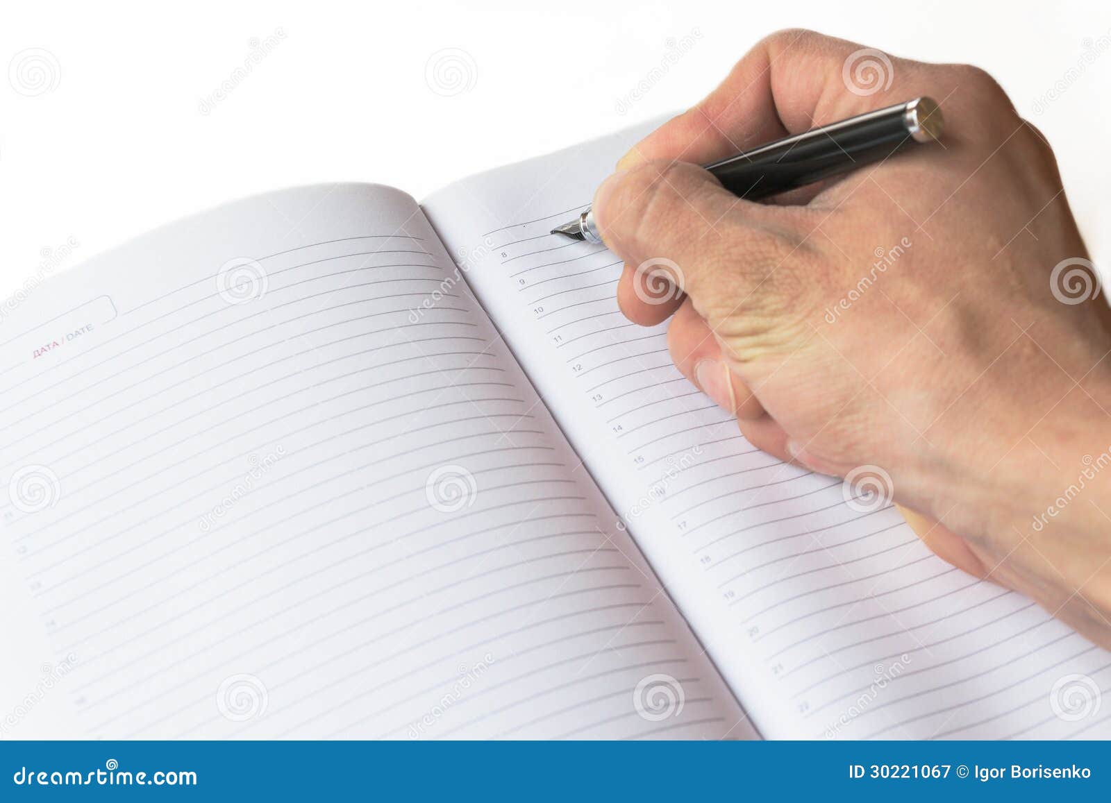 The Recording of the Fountain Pen in Notepad Stock Image - Image of ...