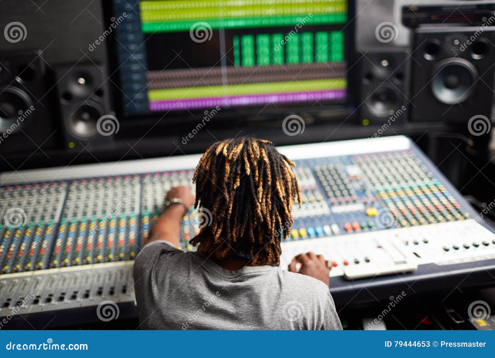 Working in Recording Studio Stock Image - Image of soundmixer ...