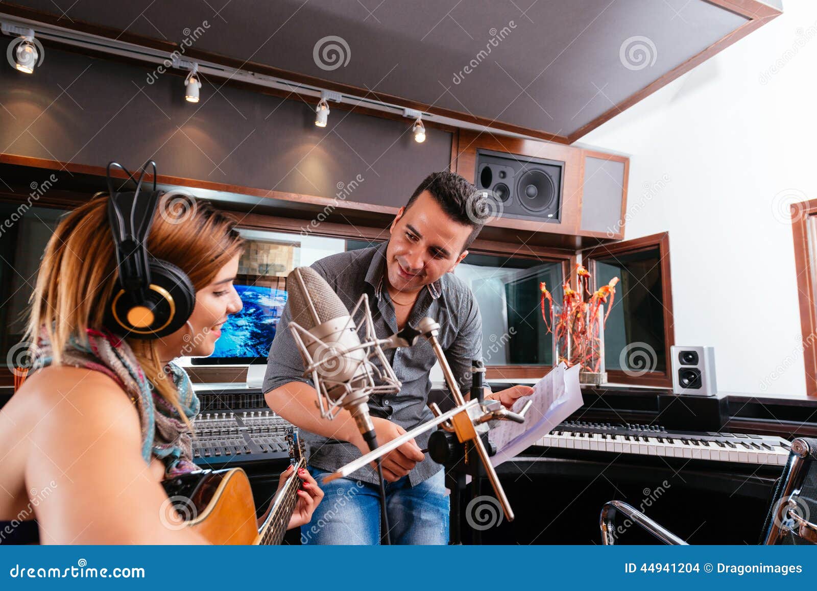 Working in the Recording Studio Stock Photo - Image of coworker ...