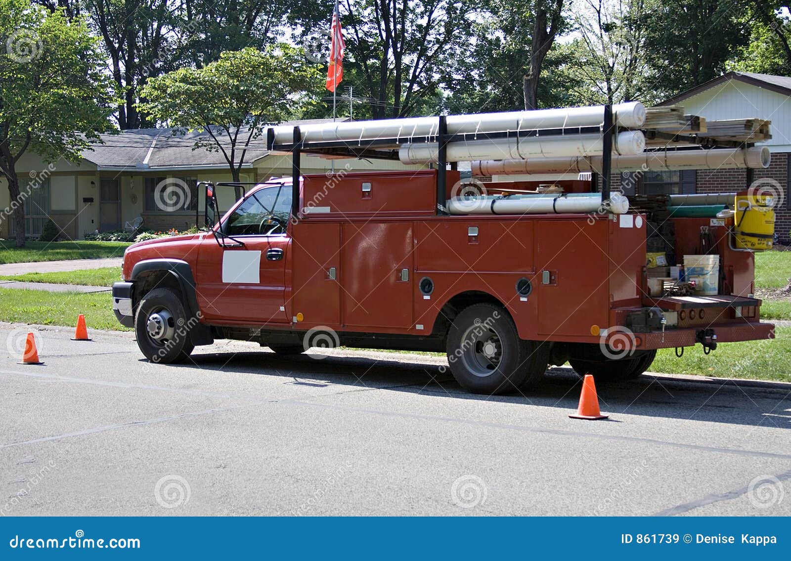 Working Red Pickup Truck stock image. Image of delivery - 861739