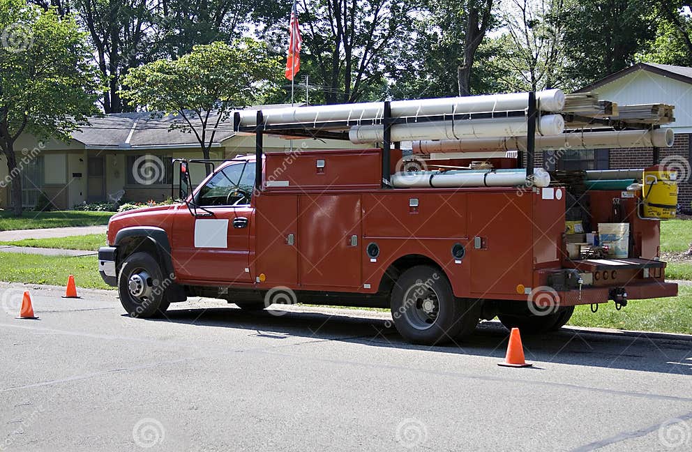 Working Red Pickup Truck stock image. Image of delivery - 861739