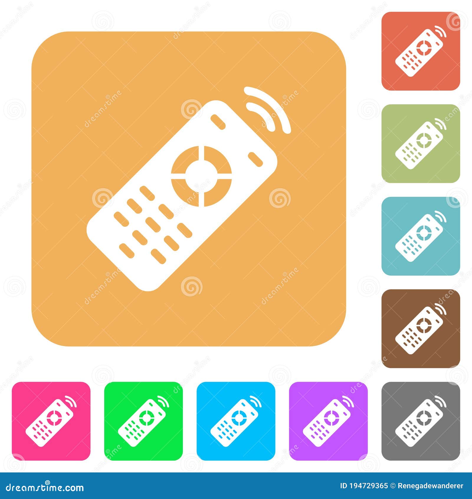 Working Remote Control Rounded Square Flat Icons Stock Vector ...