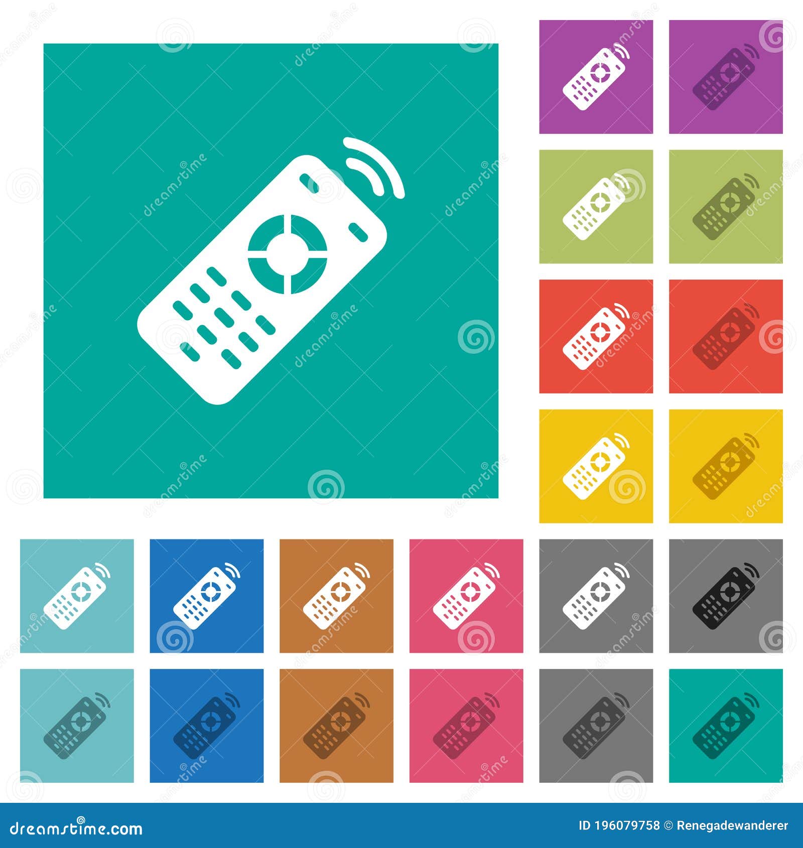 Working Remote Control Square Flat Multi Colored Icons Stock Vector ...
