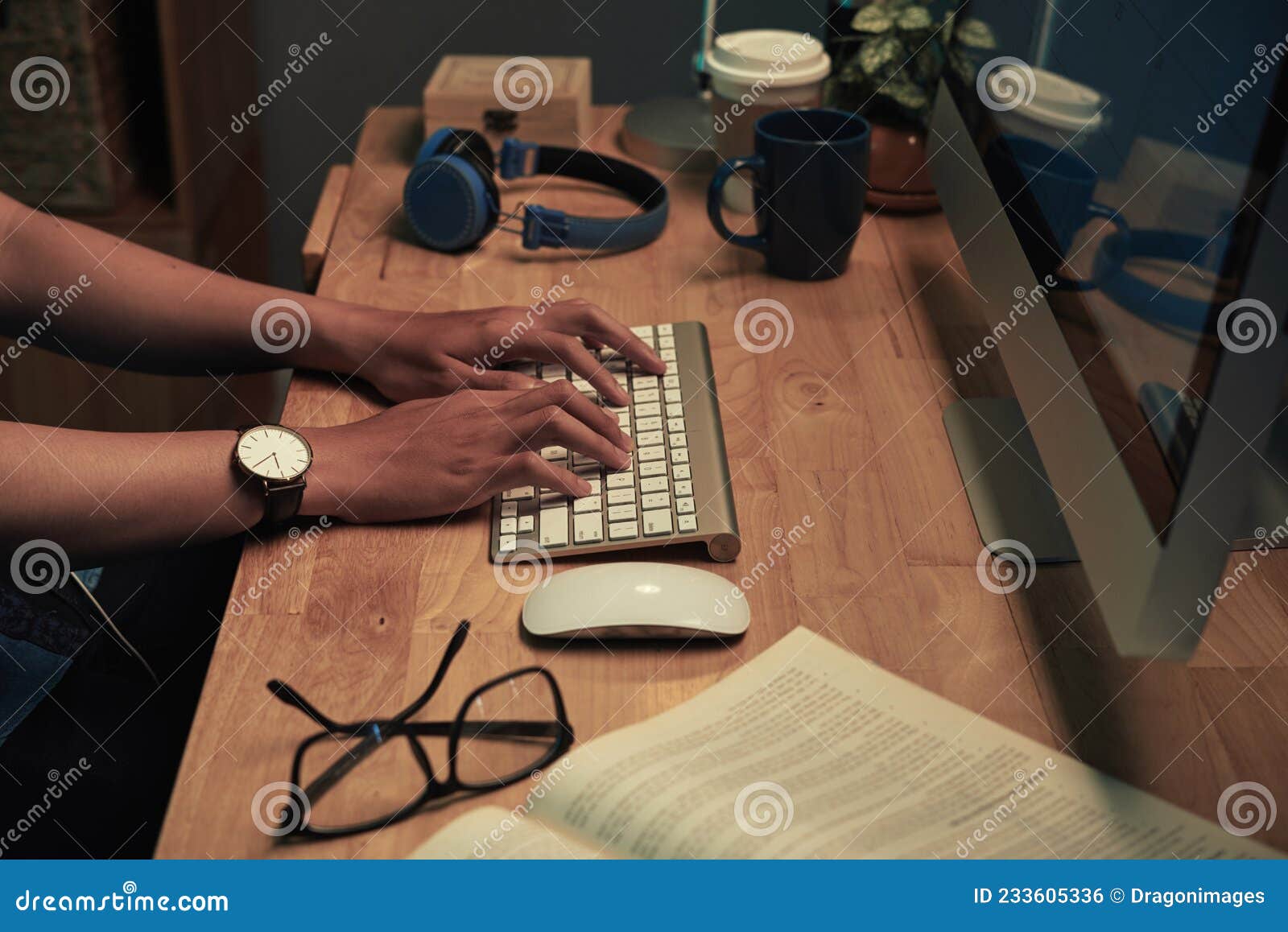 Working on Report at Desk stock photo. Image of creativity - 233605336