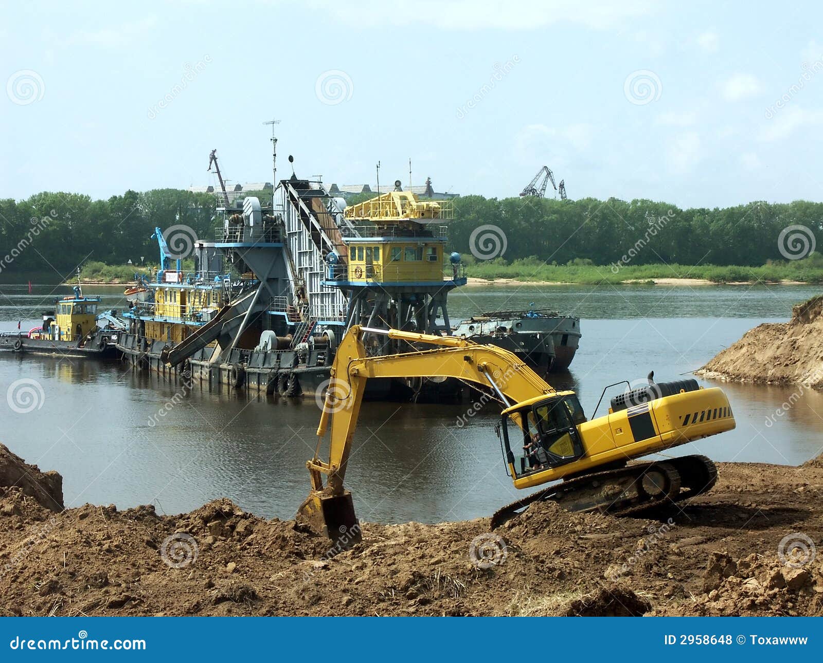 Working in the river stock photo. Image of project, digging - 2958648