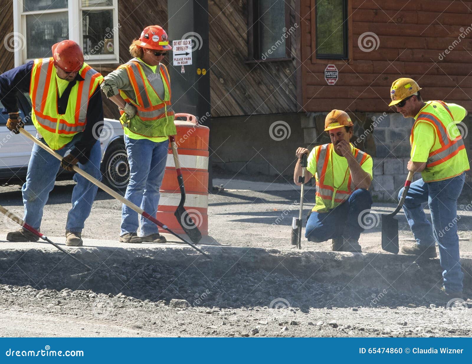 Working on the road editorial image. Image of diversity - 65474860