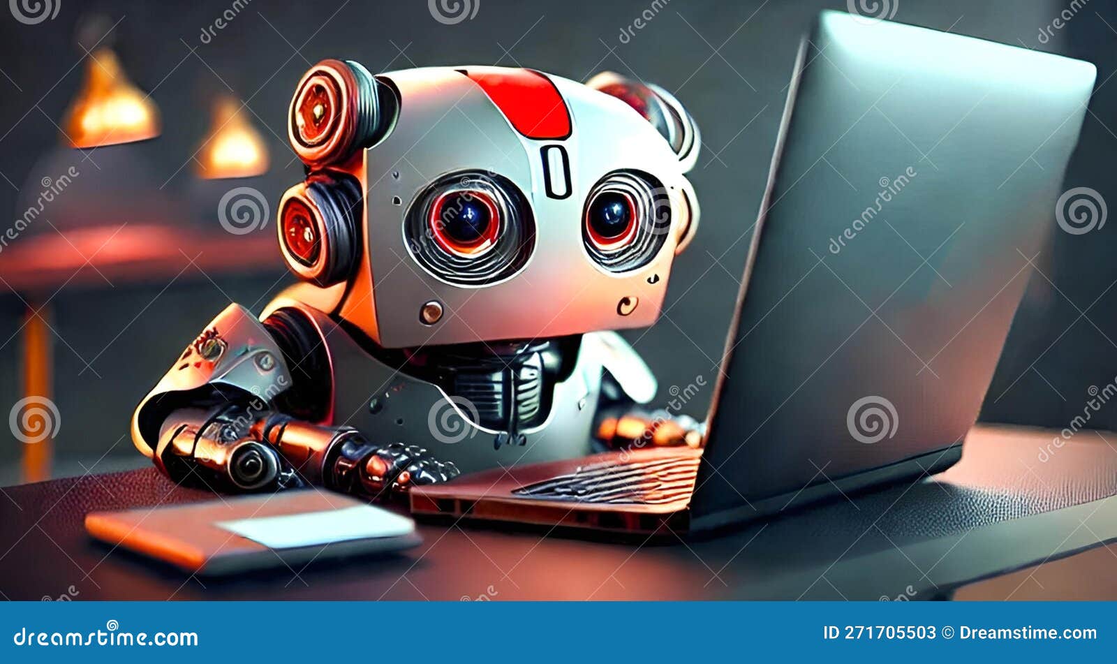 Working Robot on the Internet.ai Generated . Robot Works at the ...