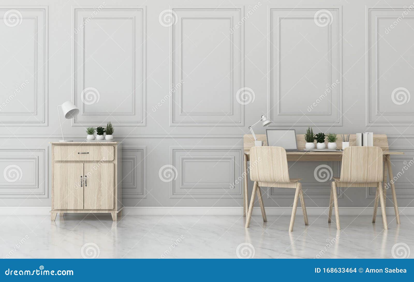 Working Room with Working Table and Cabinet.Empty Space in Office ...