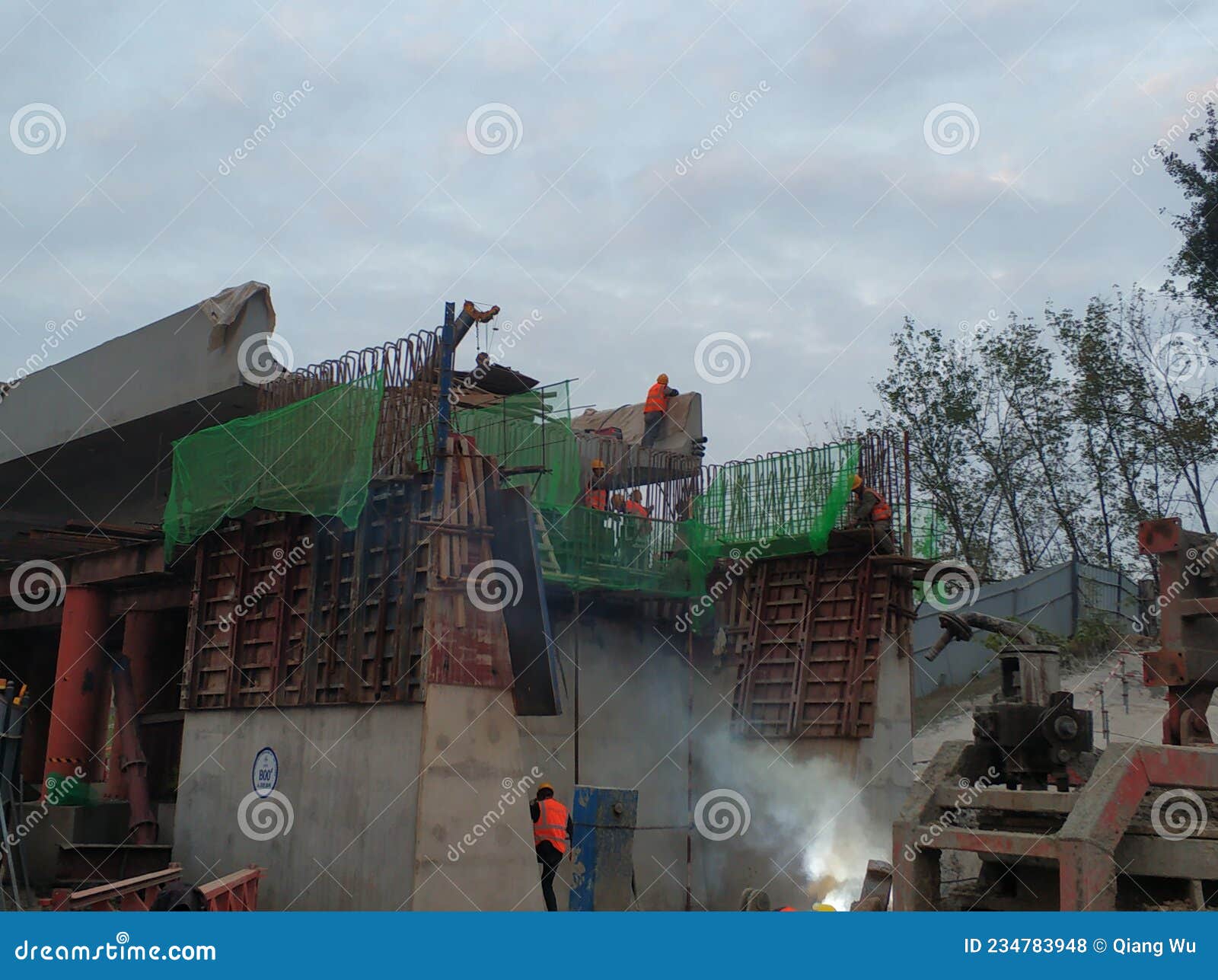 Working Scene of Construction Workers Making Bridges Stock Photo ...