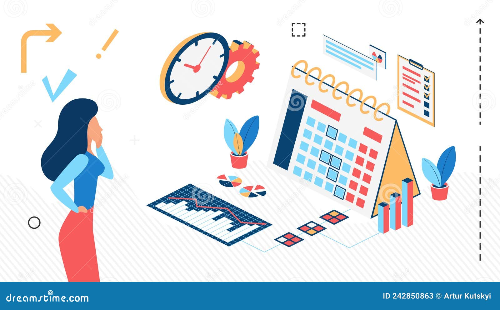 Working Schedule Calendar Project Task Management Guide Stock Vector ...