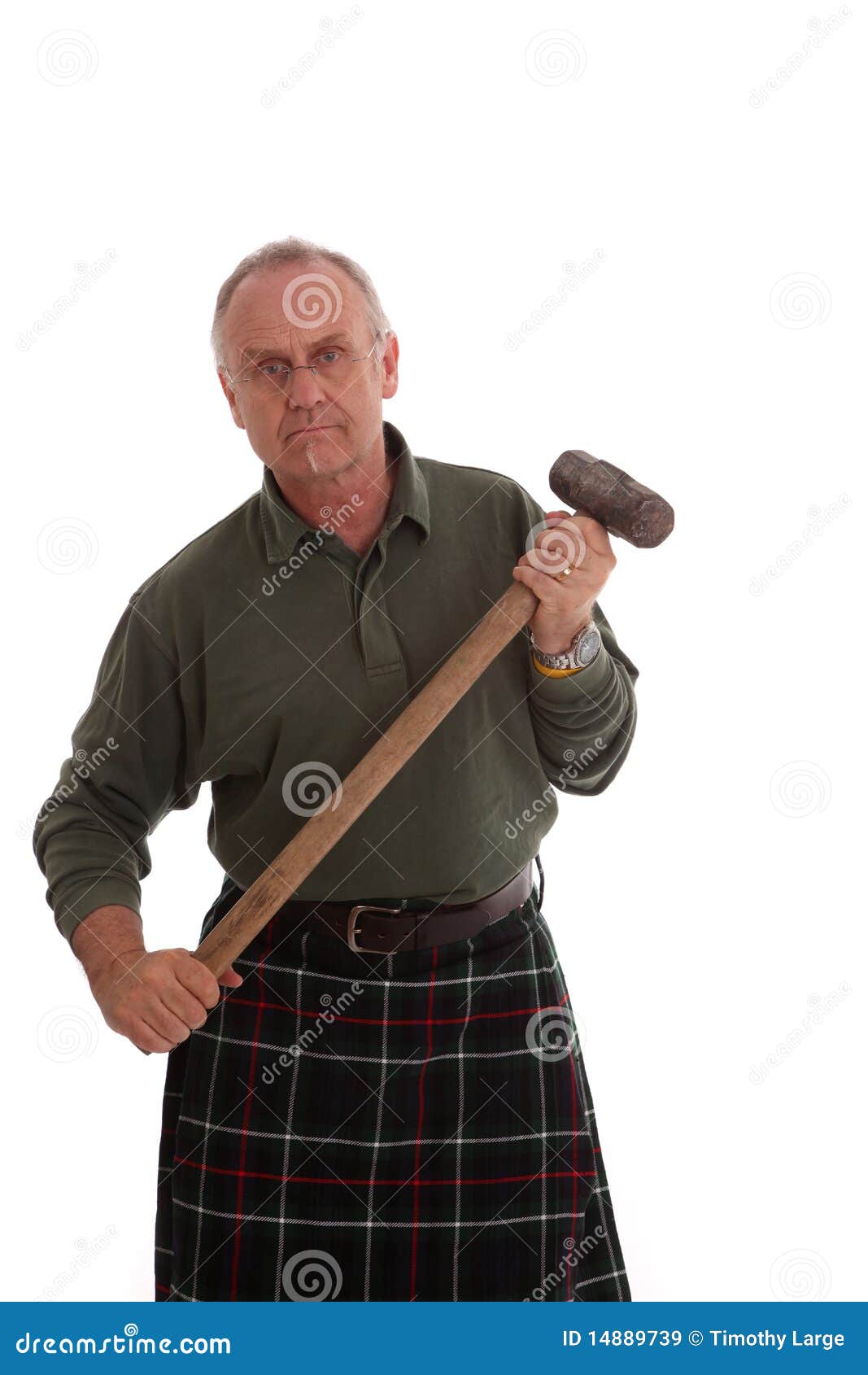 Working Scotsman with a Large Hammer Stock Image - Image of work, kilt ...