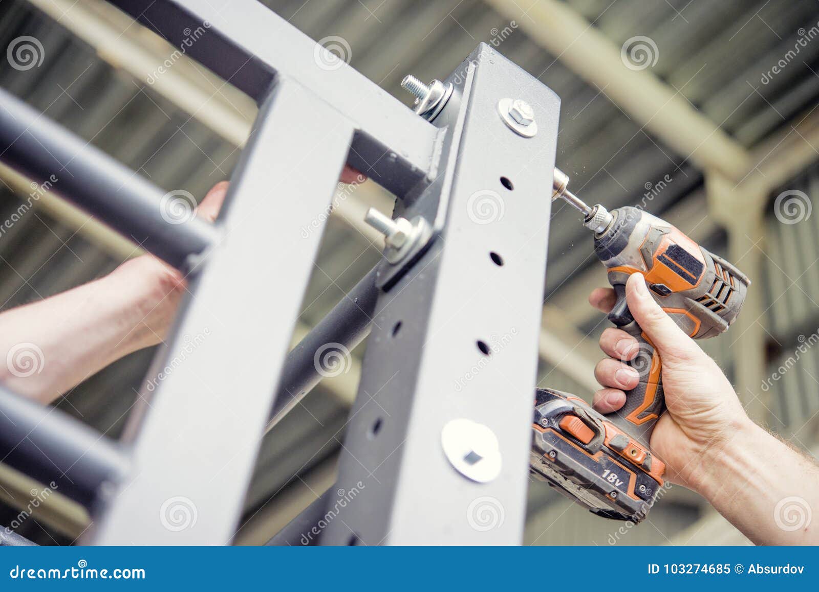 Working Screwdriver To Bolts Stock Image - Image of people, motor ...