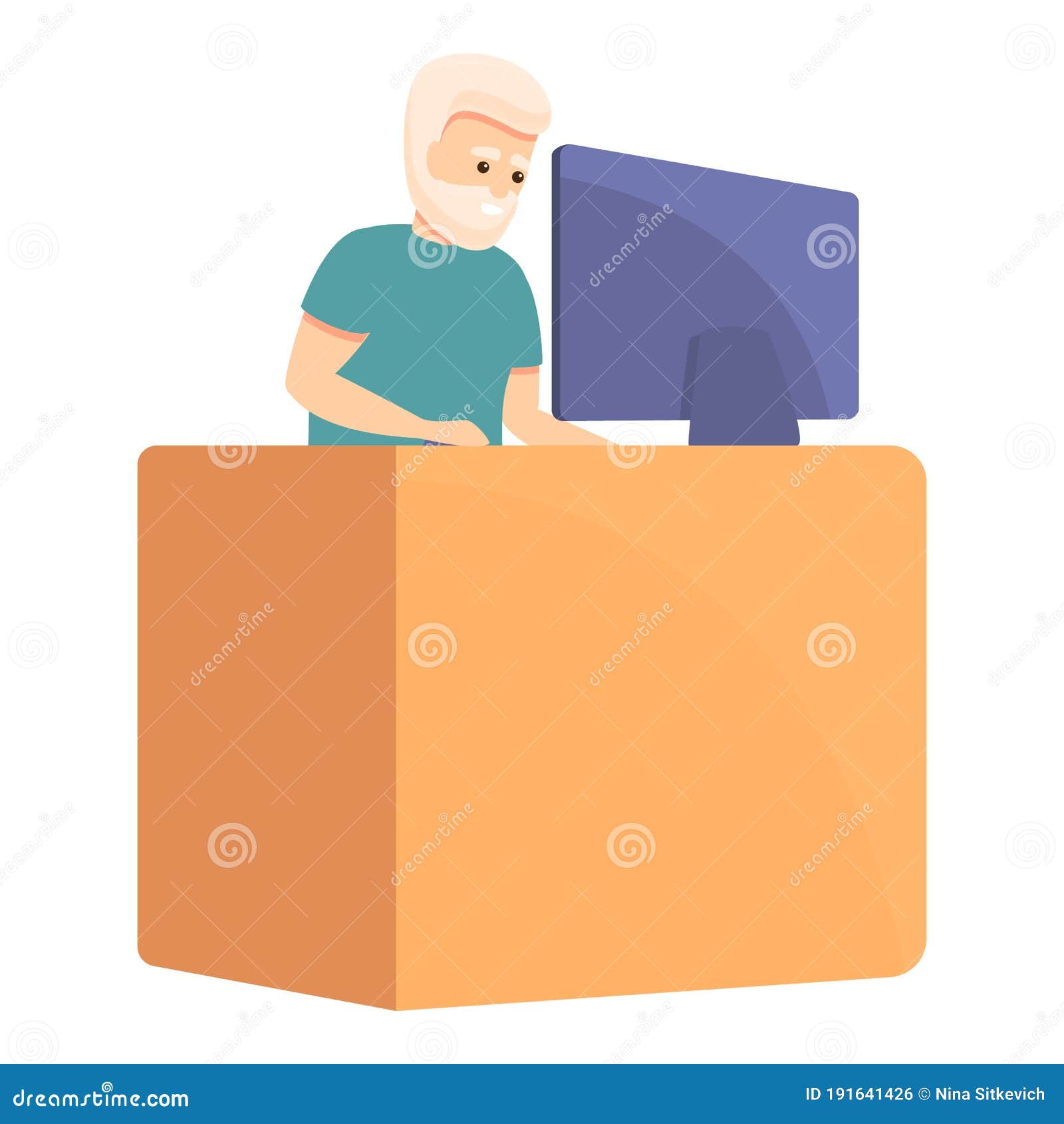 Working Senior Man Icon, Cartoon Style Stock Vector - Illustration of ...