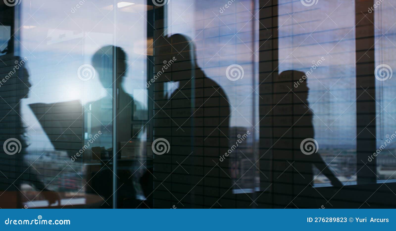 Working on a Sensitive Project. Silhouette Shot of Two Businesspeople ...