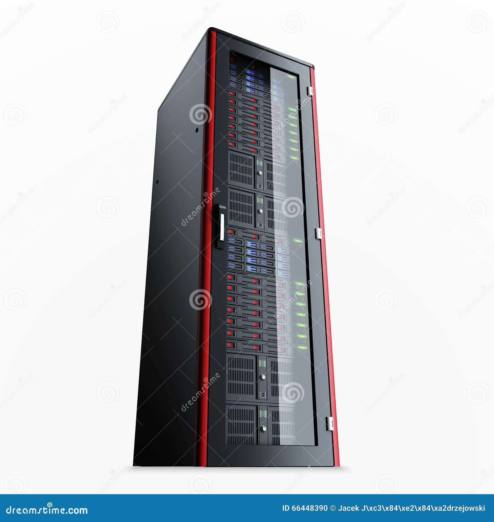 Working Server Rack Isolated on White Background, 3d Render Stock ...