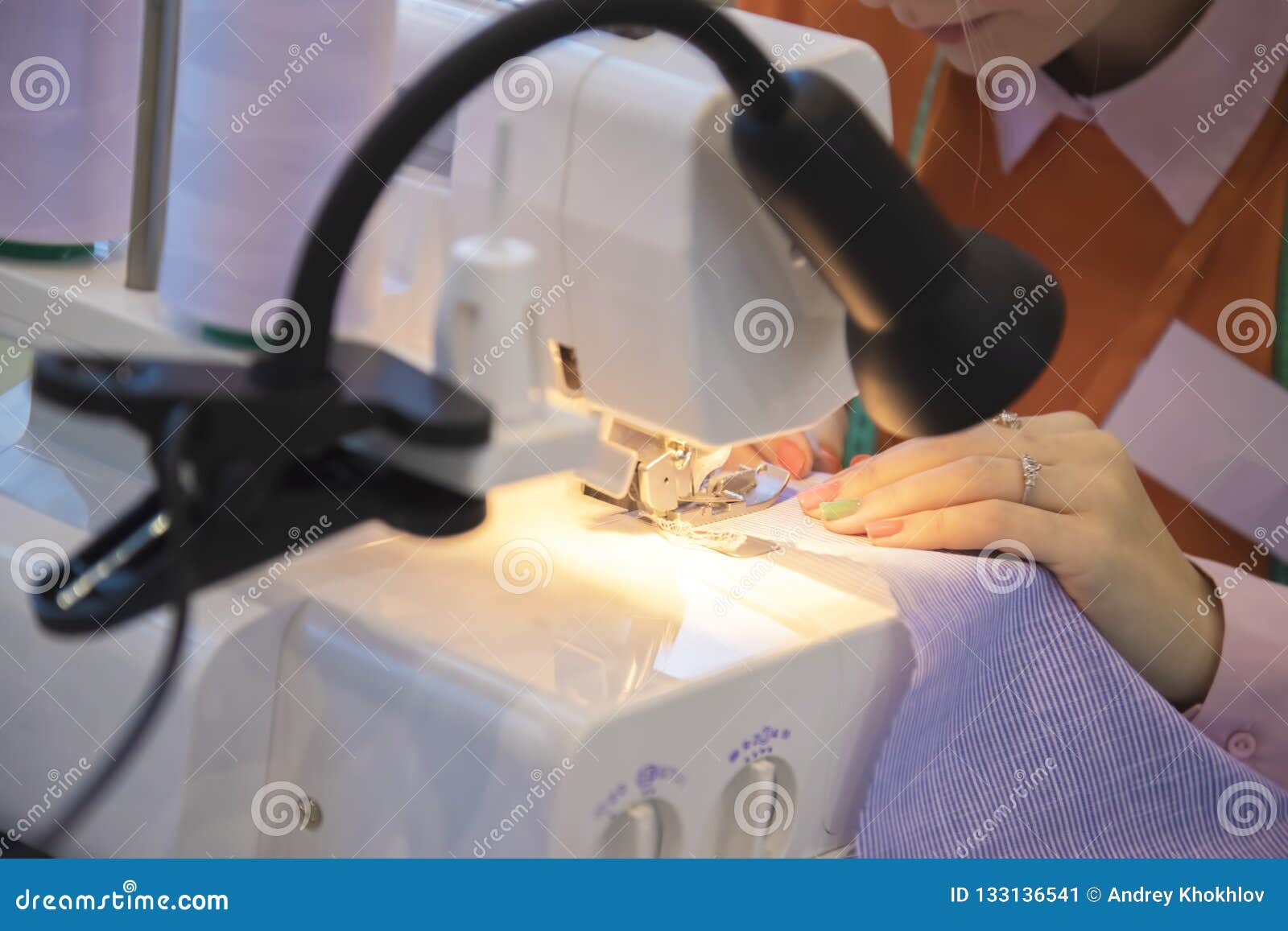 Working sewing machine stock image. Image of dressmaker - 133136541