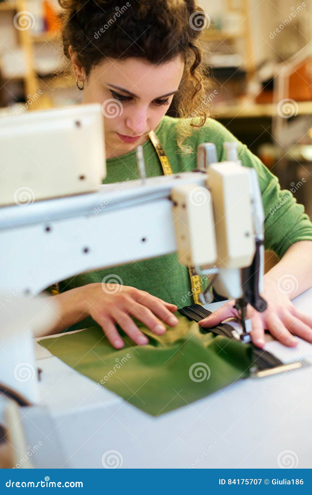 Working with the Sewing Machine Stock Image - Image of craft, people ...