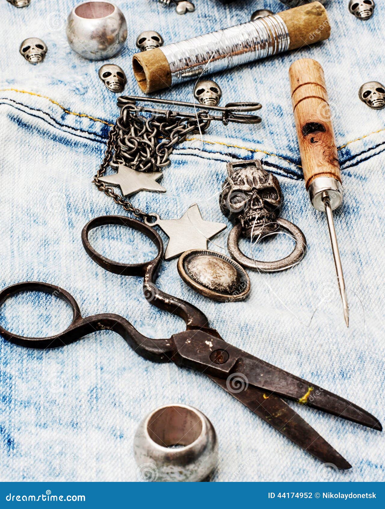 Working Sewing Tools Seamstress Stock Photo - Image of repair, ball ...