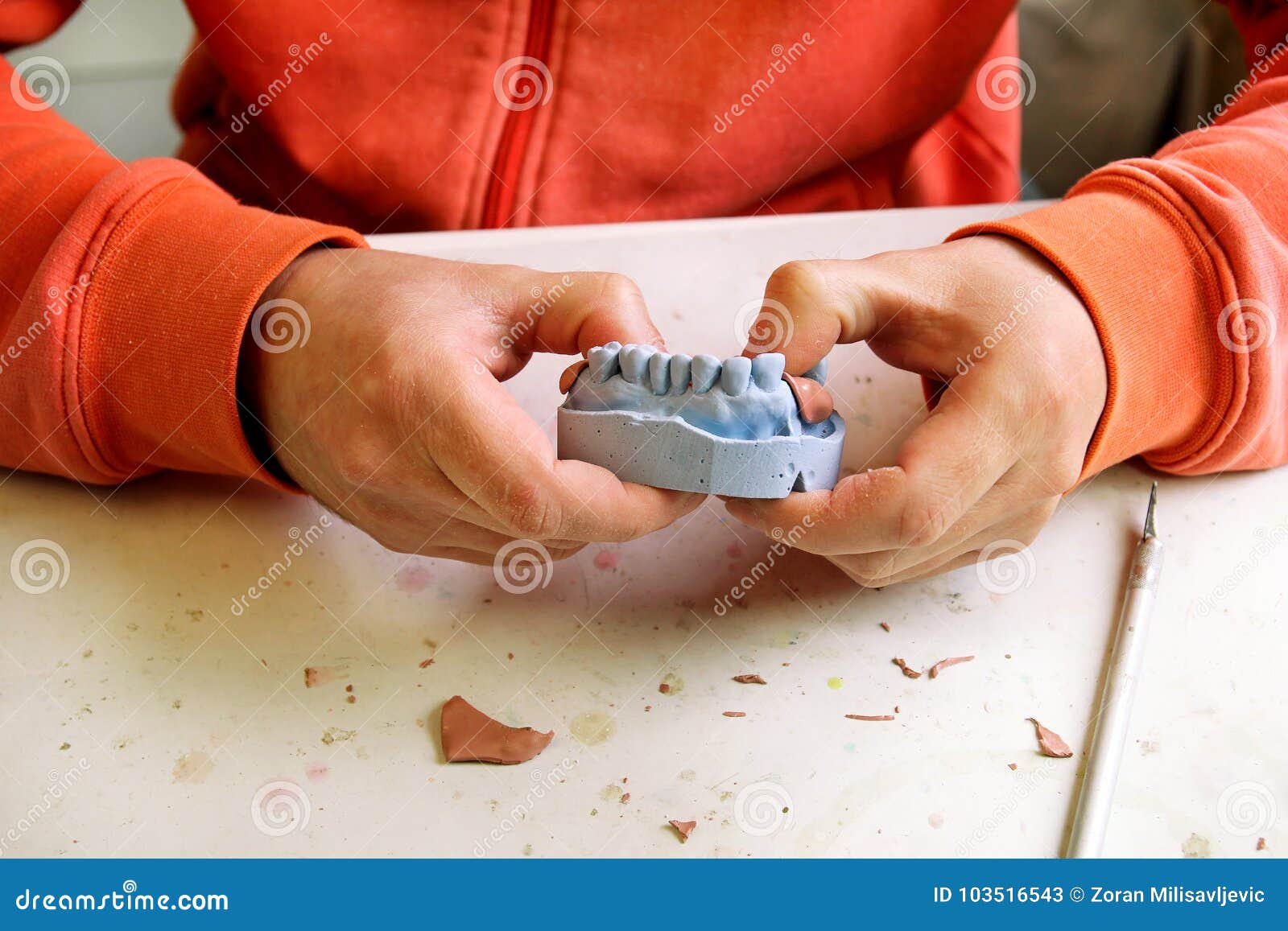Working with Shellac Base Plates Over the Plaster Model Stock Image ...