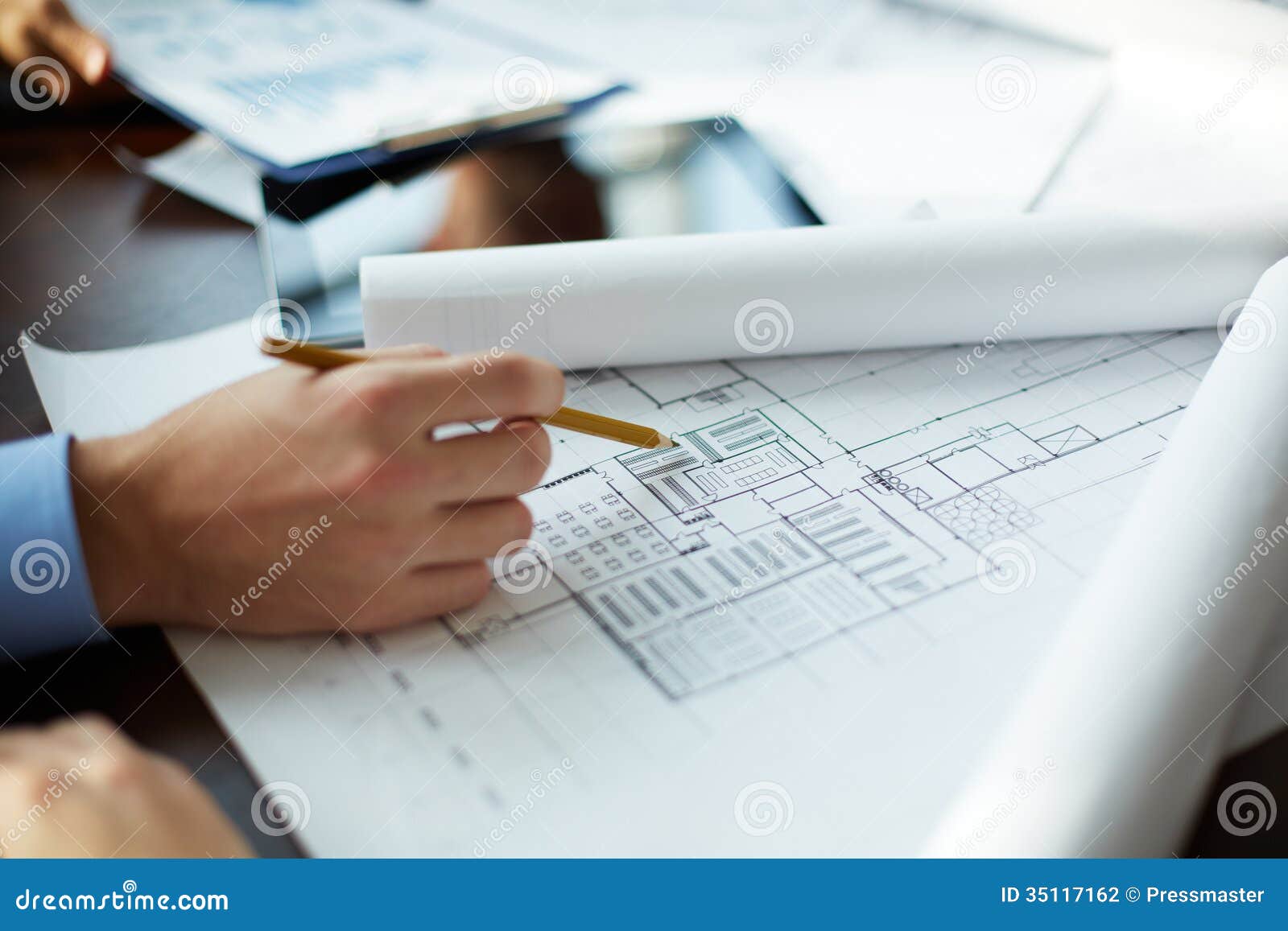 Working with sketch stock photo. Image of hand, architect - 35117162