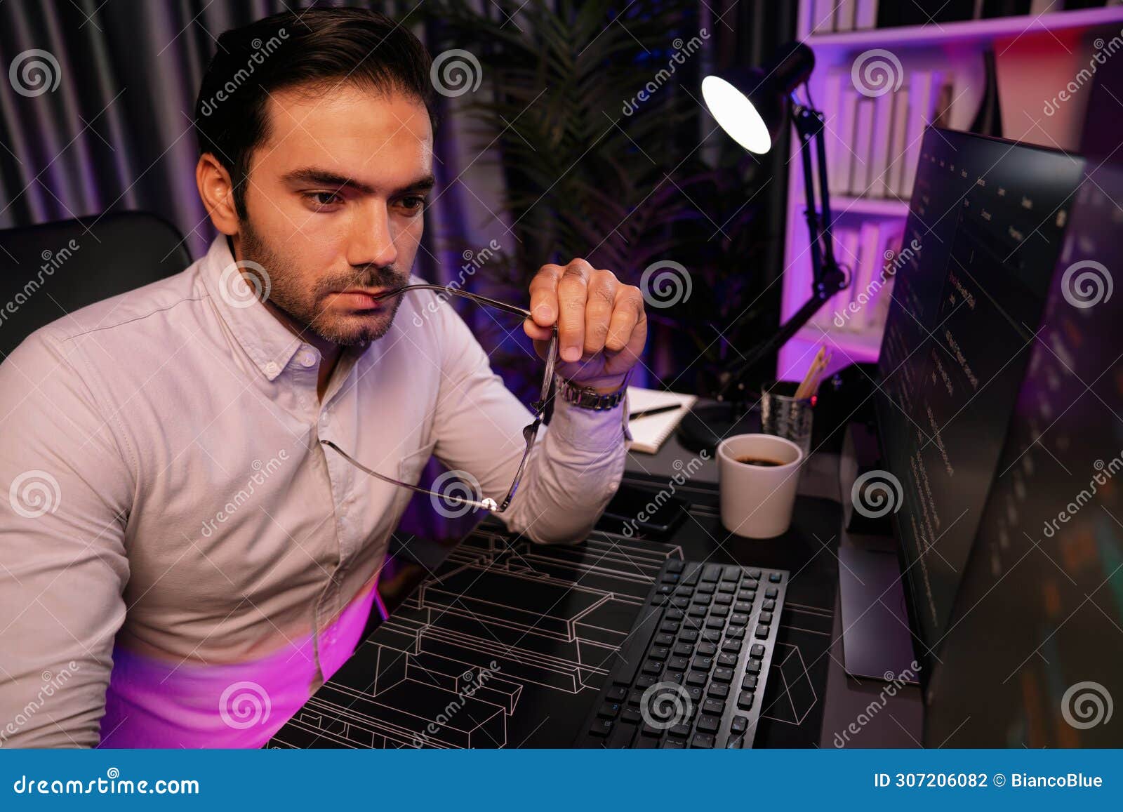 Working Smart it Developer Analyzing Data Software Development on Pc ...