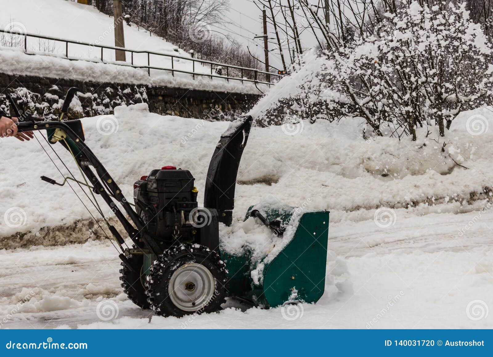 Working with a Snowblower, Snowblower in Action Stock Photo - Image of ...