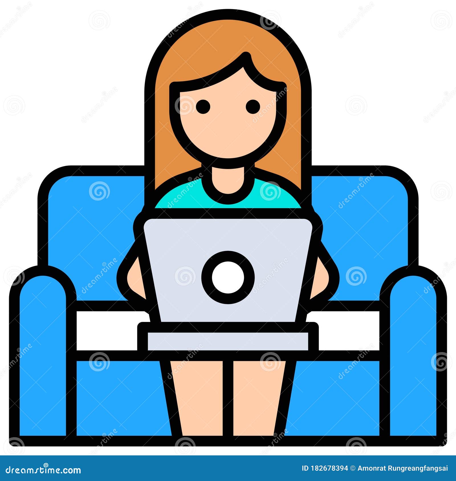 Working on Sofa, Work from Home Vector Stock Vector - Illustration of ...
