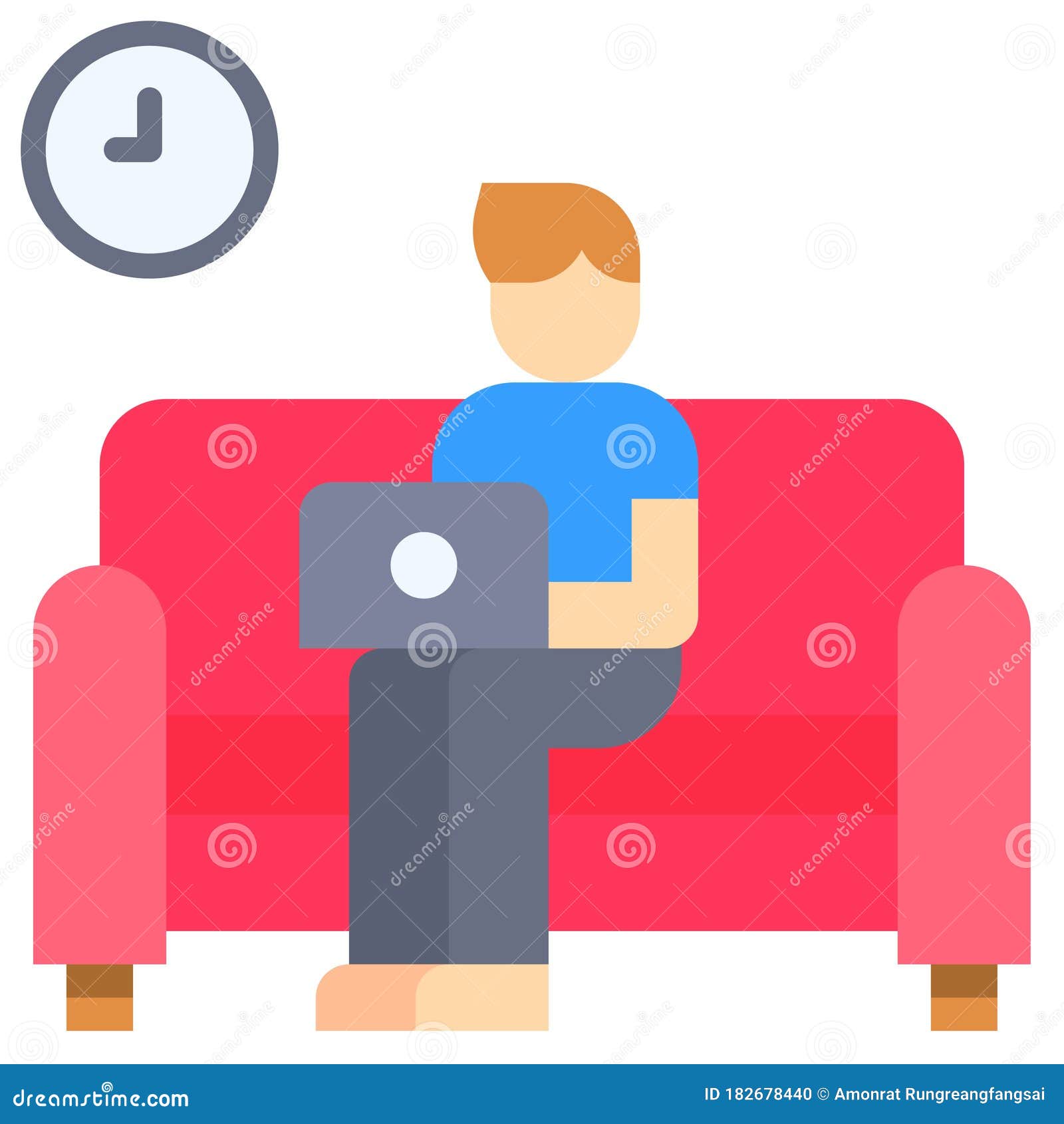 Working on Sofa, Work from Home Vector Stock Vector - Illustration of ...