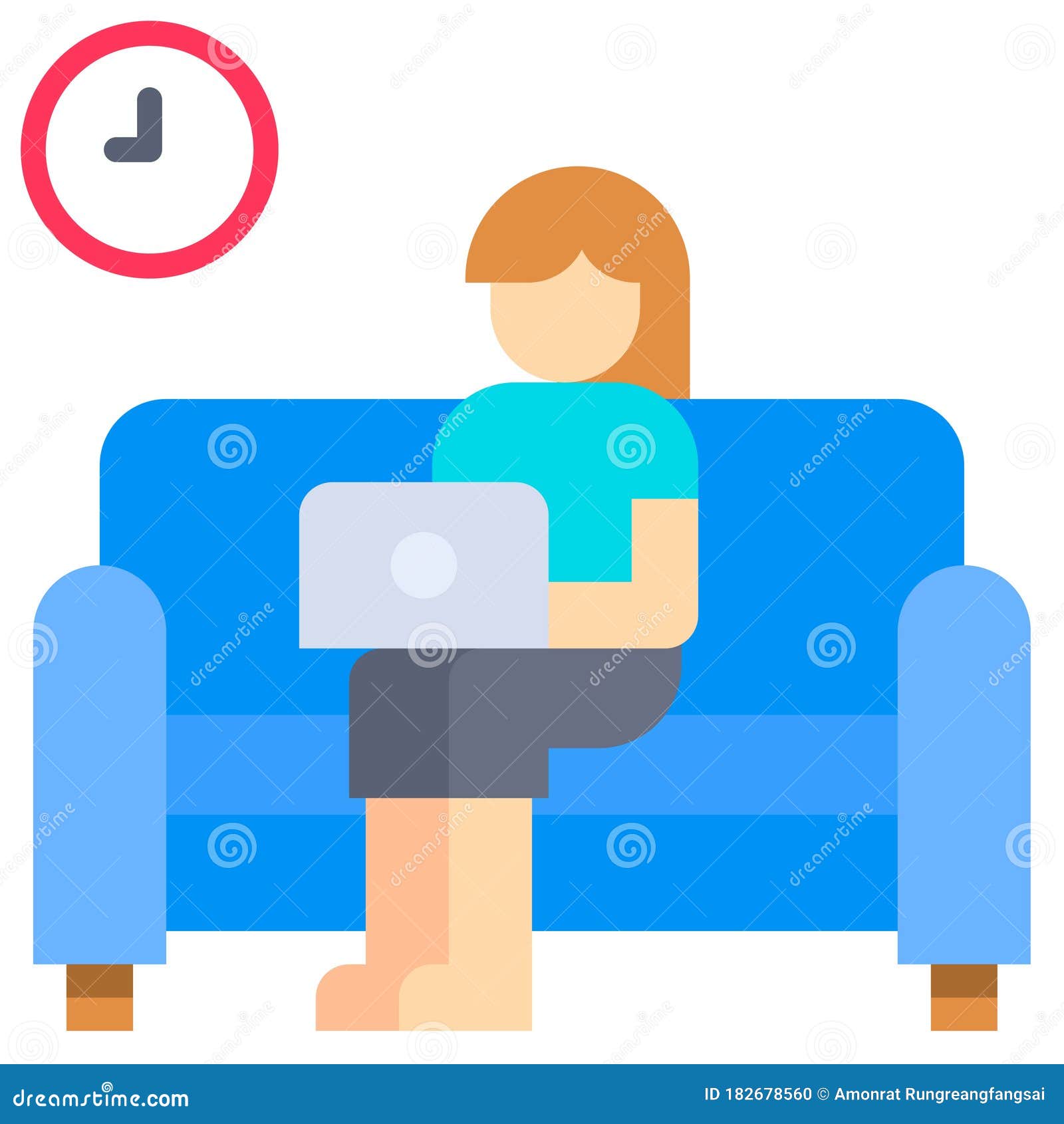 Working on Sofa, Work from Home Vector Stock Vector - Illustration of ...