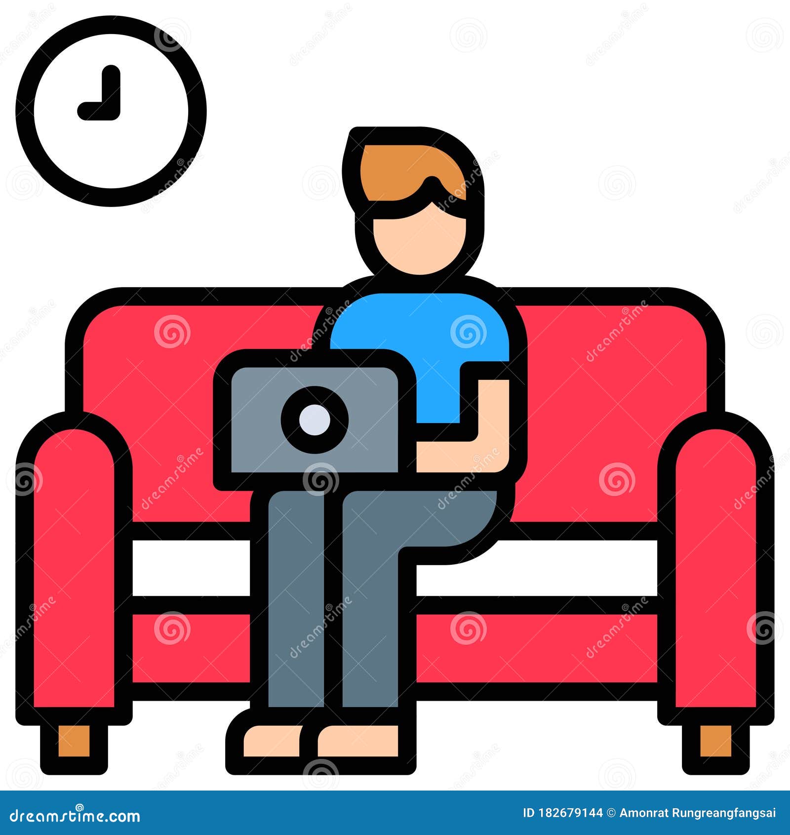 Working on Sofa, Work from Home Vector Stock Vector - Illustration of ...