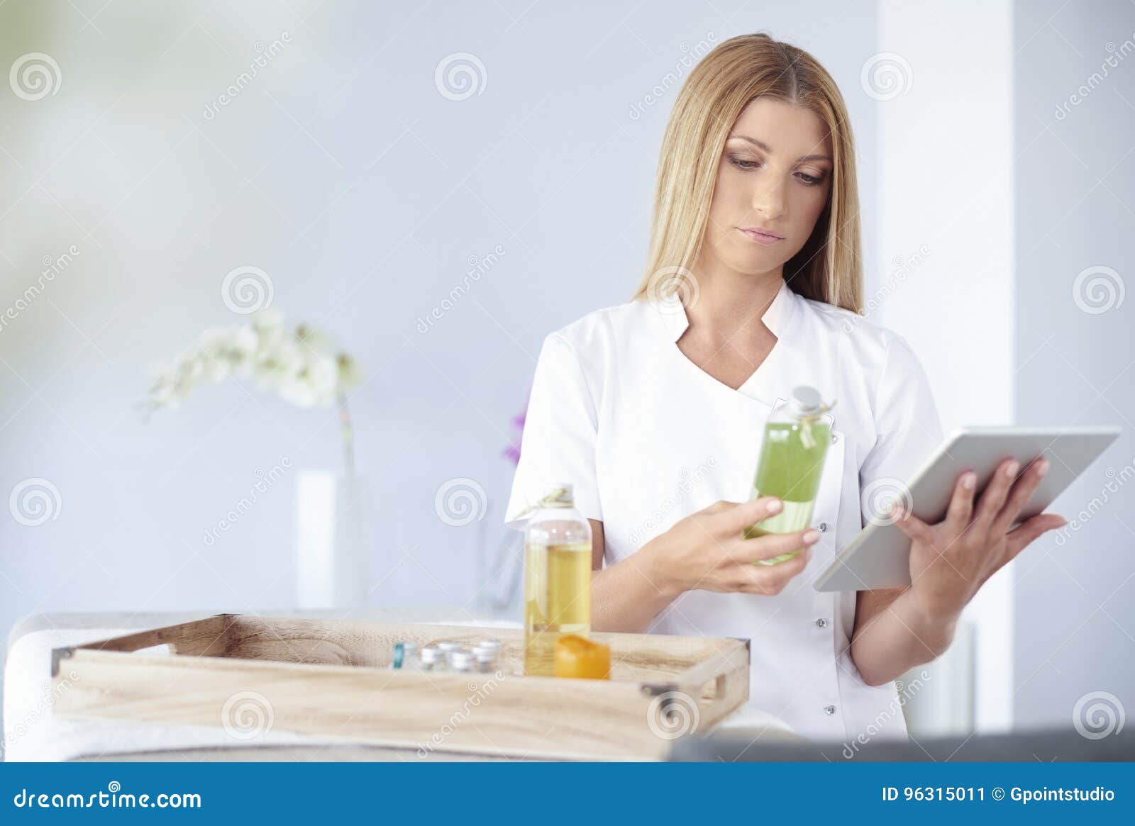 Working at the spa salon stock image. Image of salon - 96315011