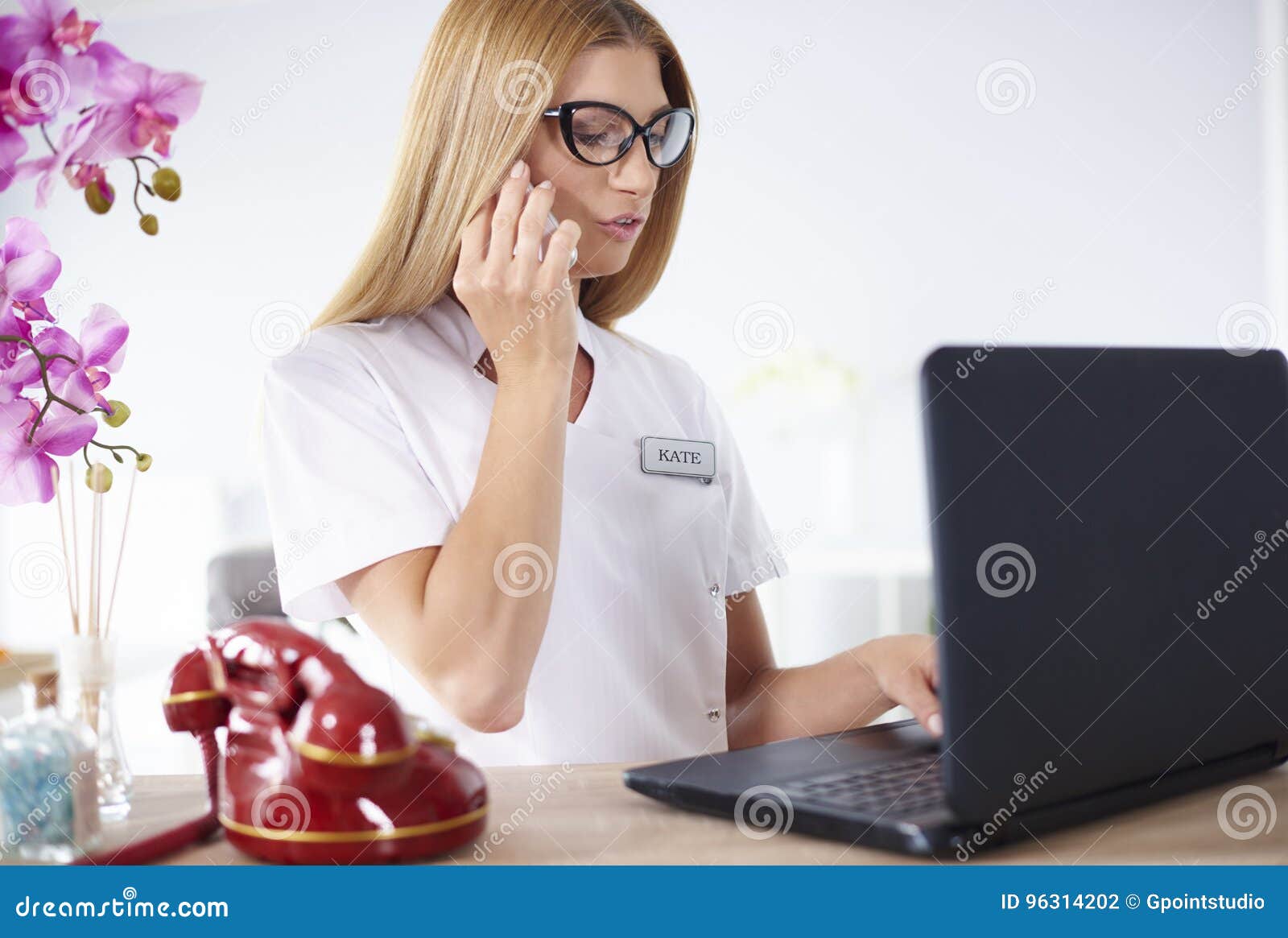 Working at the spa salon stock photo. Image of discussion - 96314202