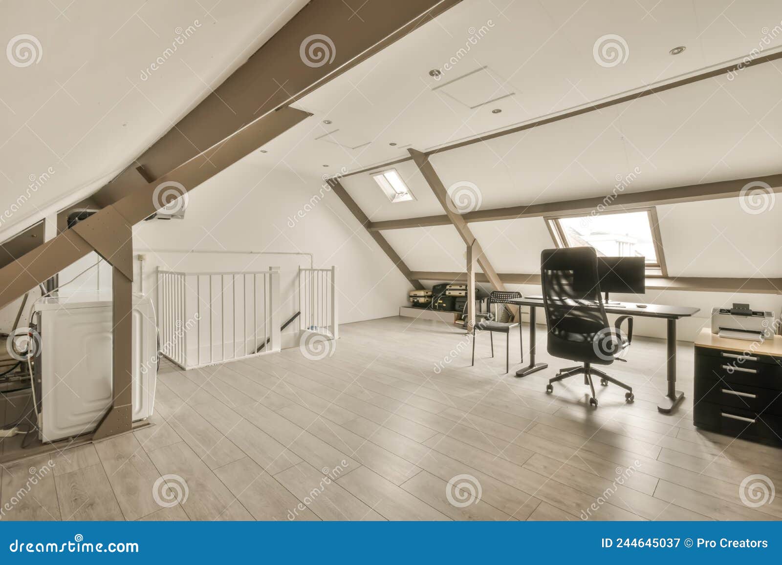 A Working Space in the Attic of the House Stock Image - Image of ...