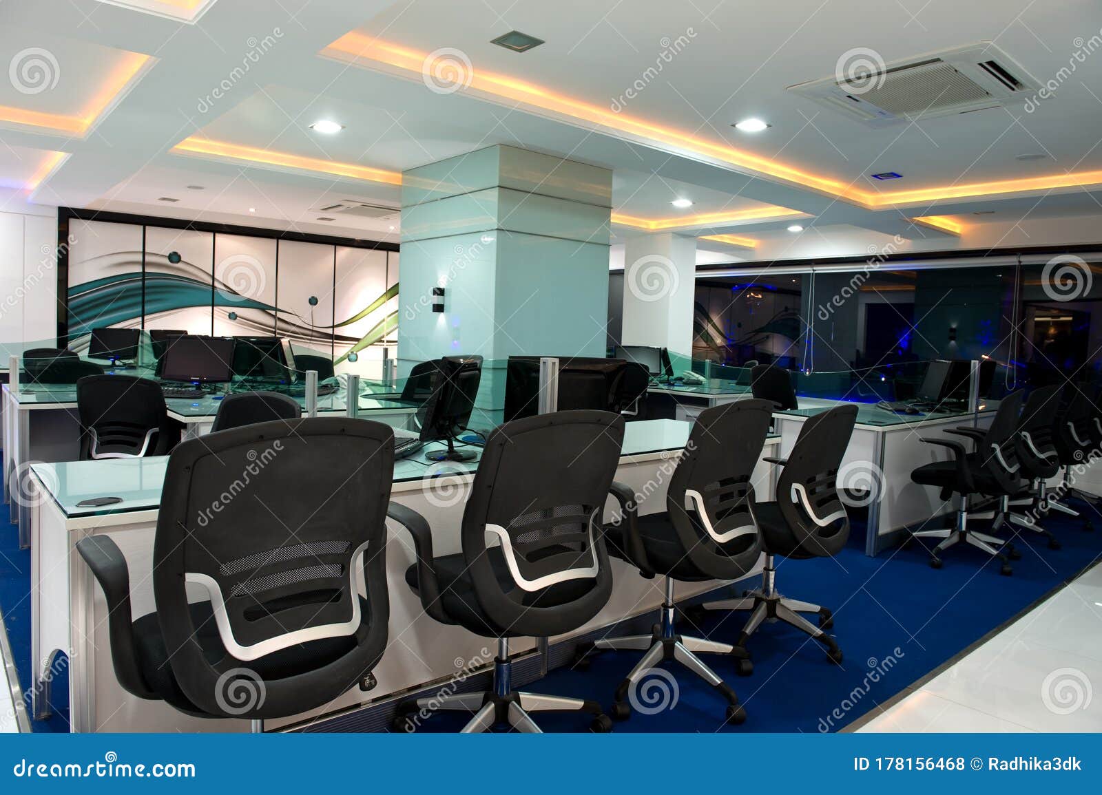 Working Space Office Interior Stock Photo - Image of computer, business ...