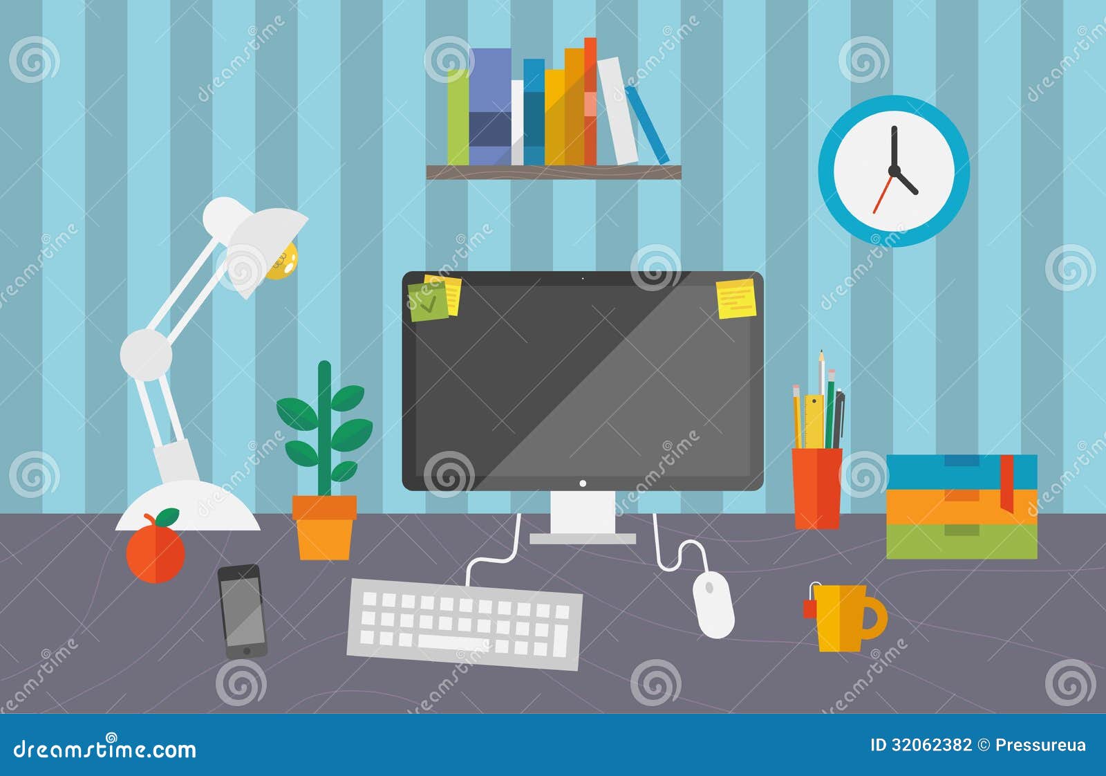 Working Space in the Office Stock Vector - Illustration of manager ...