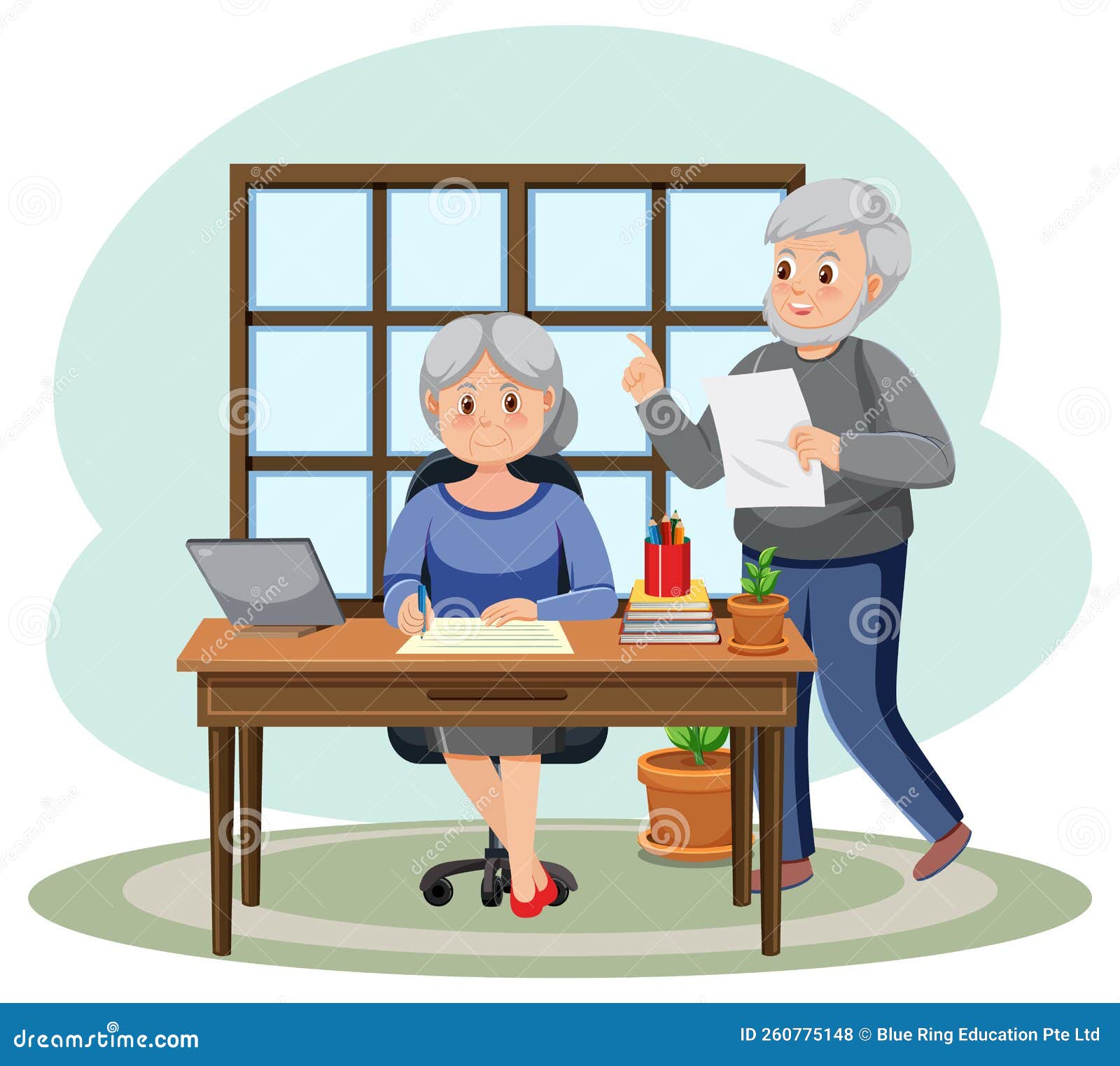 Working Space with Senior Couple Cartoon Character Stock Vector ... Working Space with Senior Couple Cartoon Character Stock Vector ...