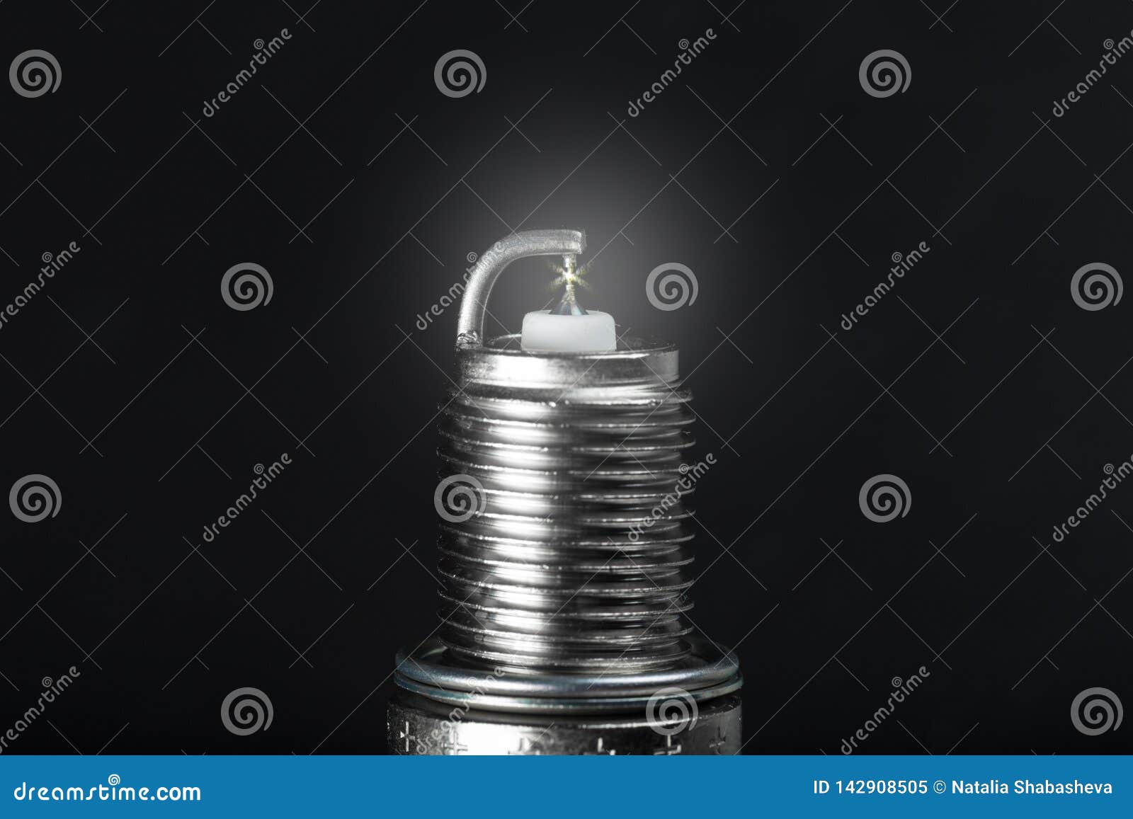 Working Spark Plug with Blue Sparkle Stock Image - Image of close ...