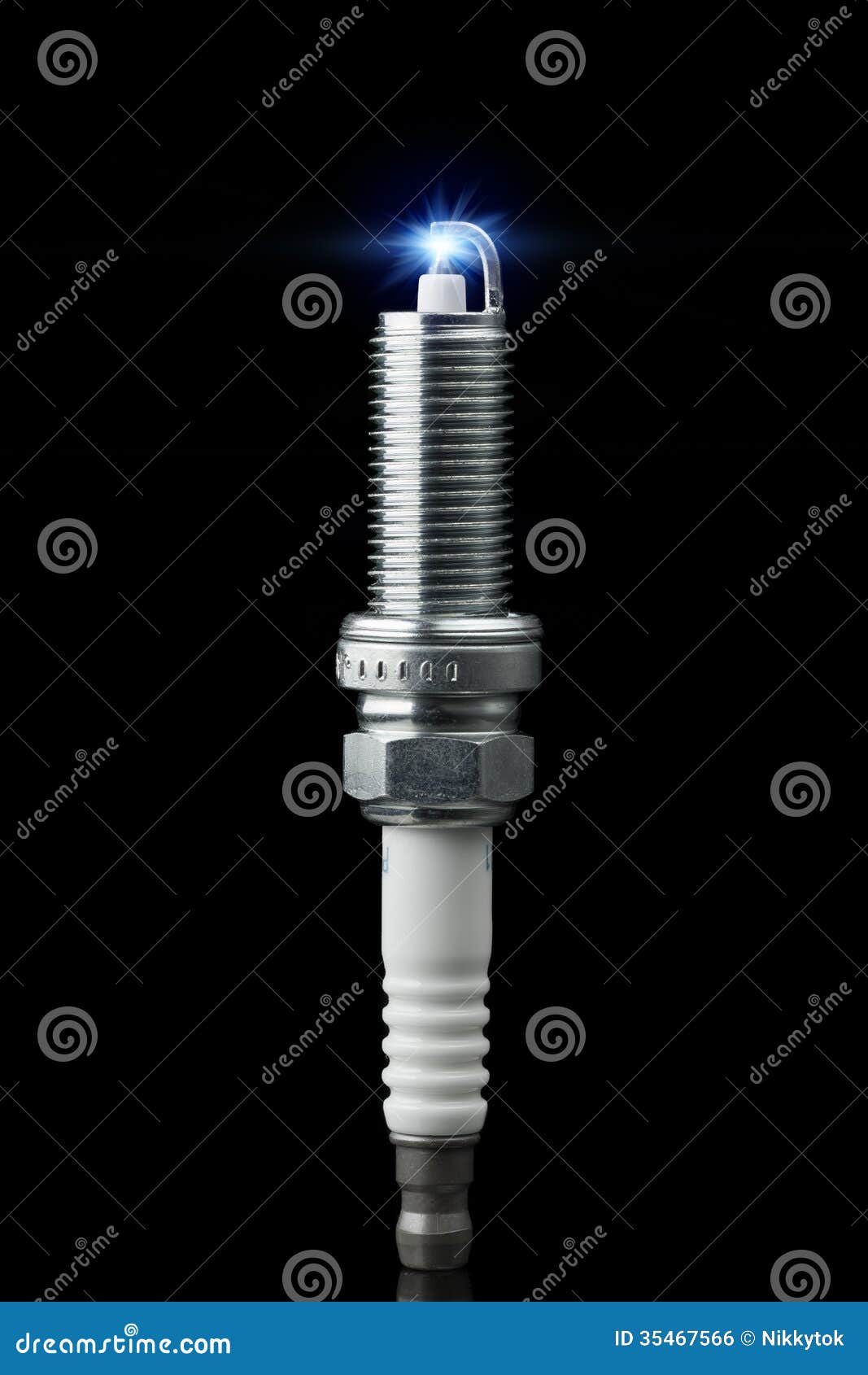 Working Spark Plug with Blue Sparkle Stock Photo - Image of closeup ...
