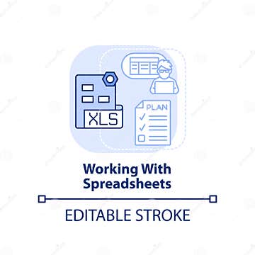 Working with Spreadsheets Light Blue Concept Icon Stock Vector ...