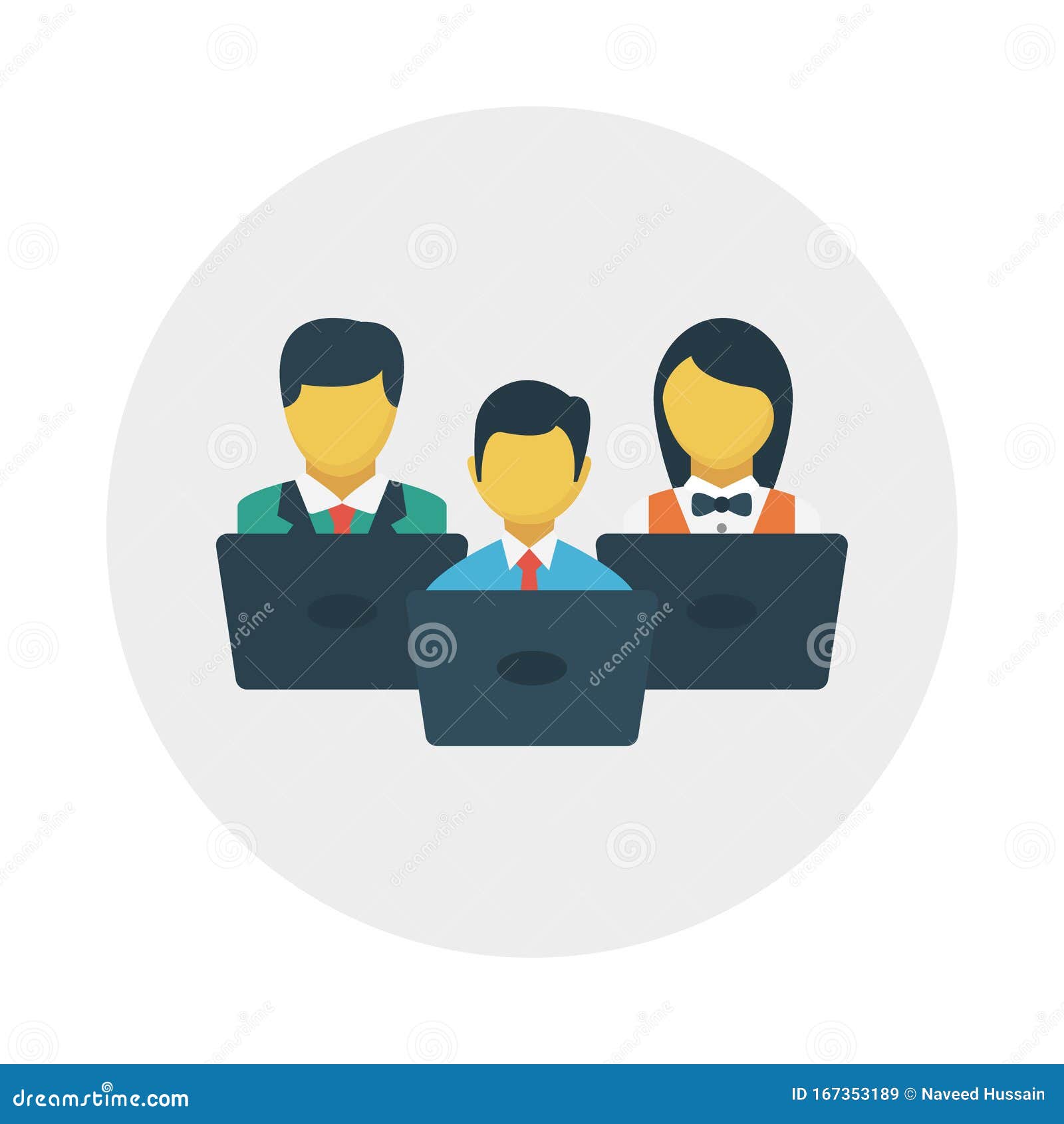 Working Staff Vector Flat Color Icon Stock Illustration - Illustration ...