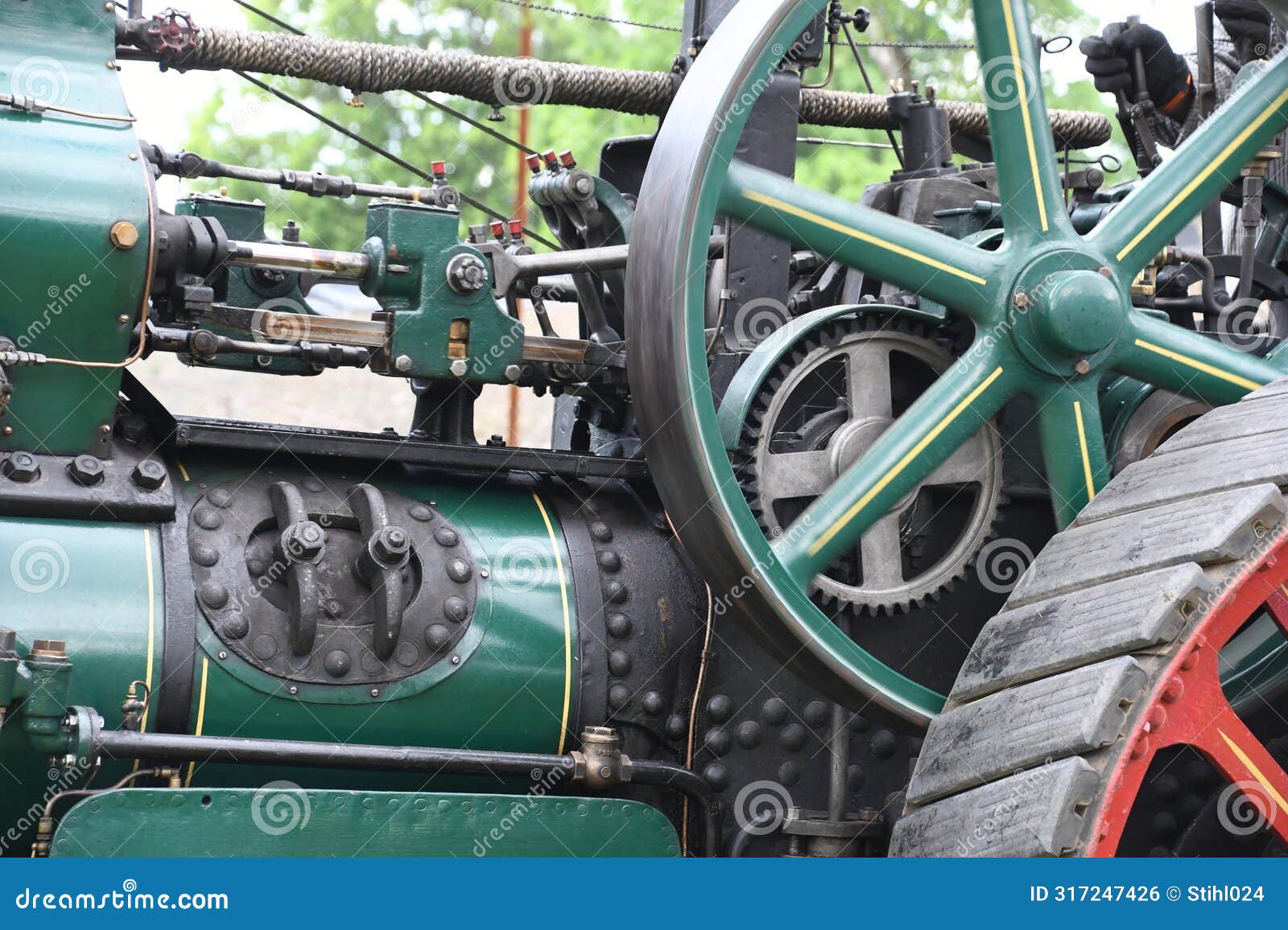 Working Steam Engine with Cogwheels and Flywheel Stock Photo - Image of ...