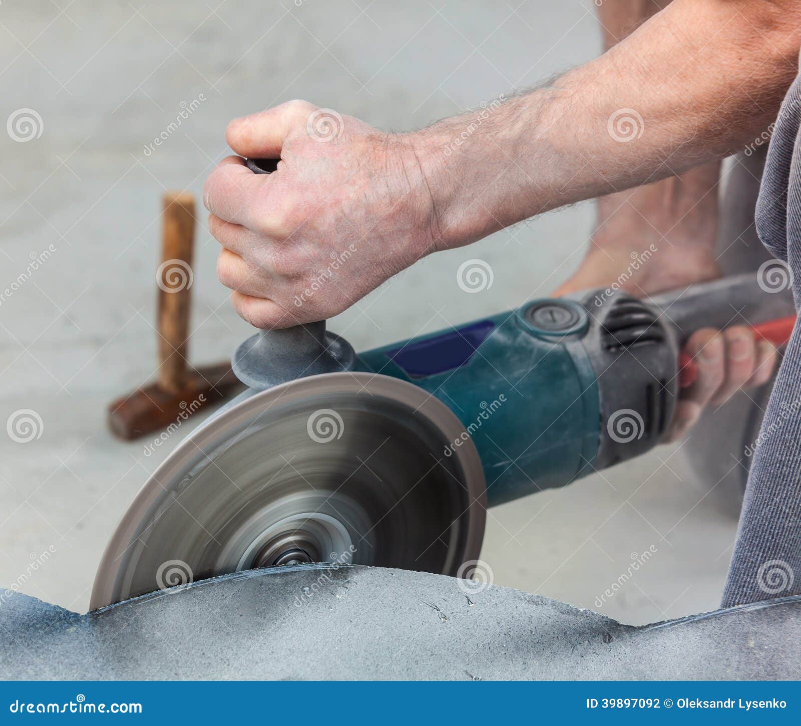 Working with stone grinder stock photo. Image of block - 39897092