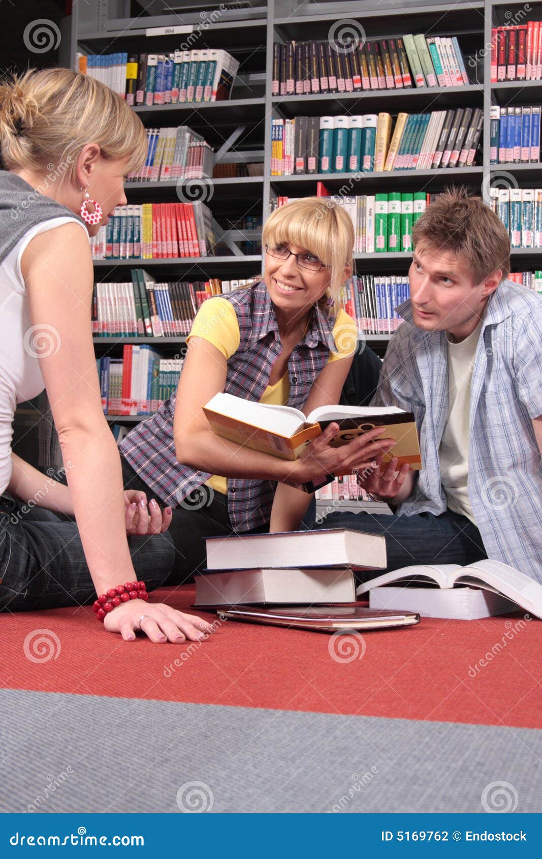Working Students in Library Stock Photo - Image of blond, bookshelf ...