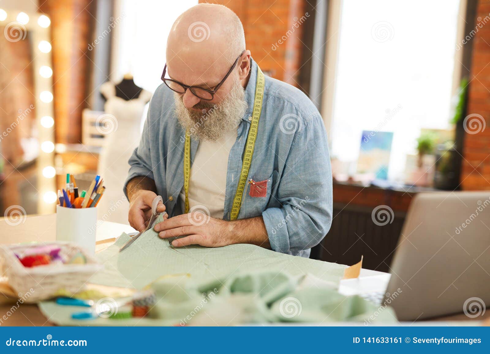 Working in Studio of Tailoring Stock Image - Image of occupation ...