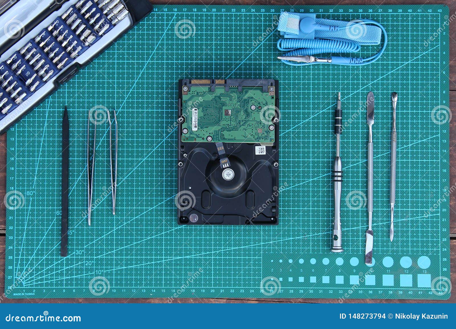 Electronics Repair on the Desktop with Tools. Top View Stock Photo ...