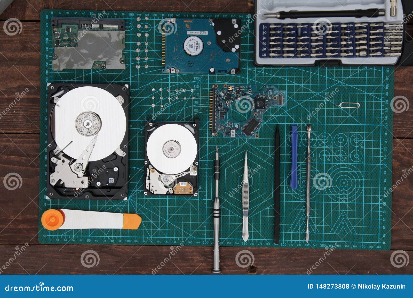 Electronics Repair on the Desktop with Tools. Top View Stock Photo ...
