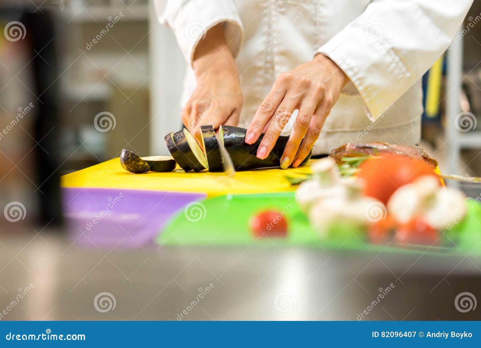 Working Surface in a Professional Kitchen. Stock Image - Image of ...