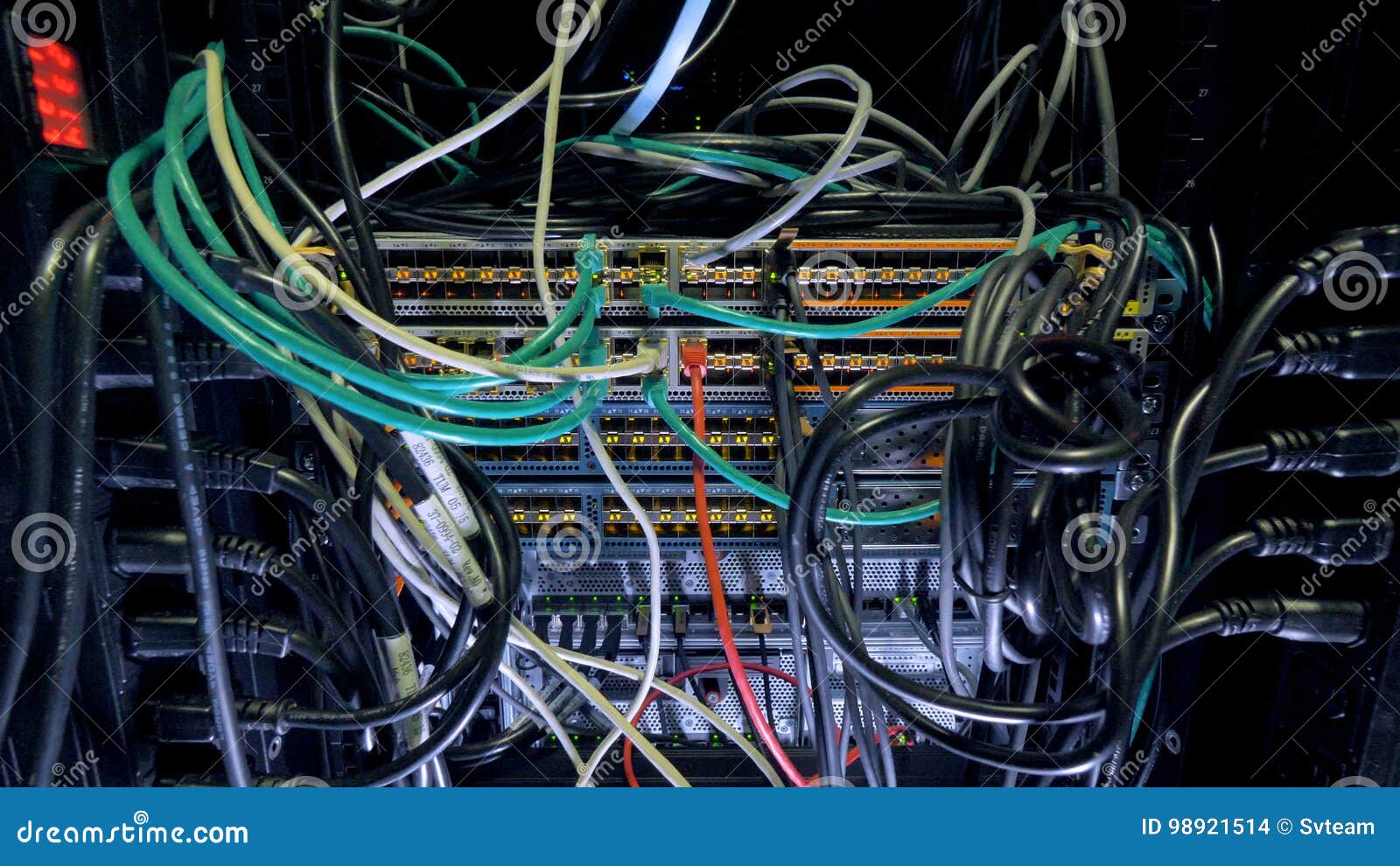 Surge Protected Data Center Cabinet with Switches. Stock Footage ...