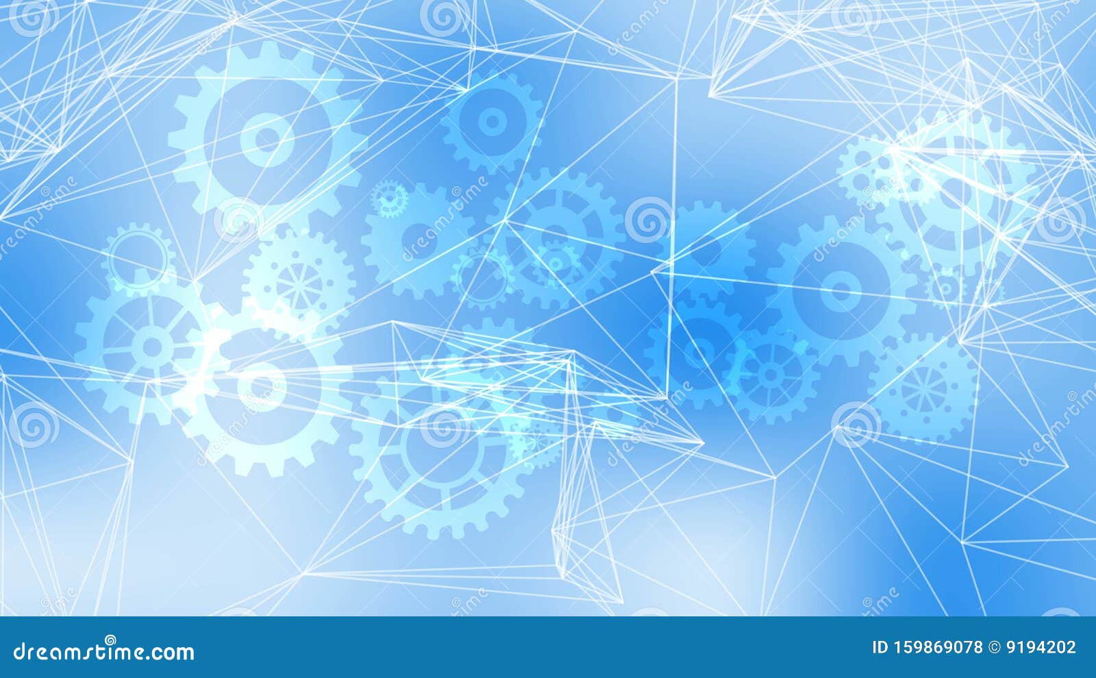 Working System Mechanism on Blue Background, Modern Technology Cogs ...